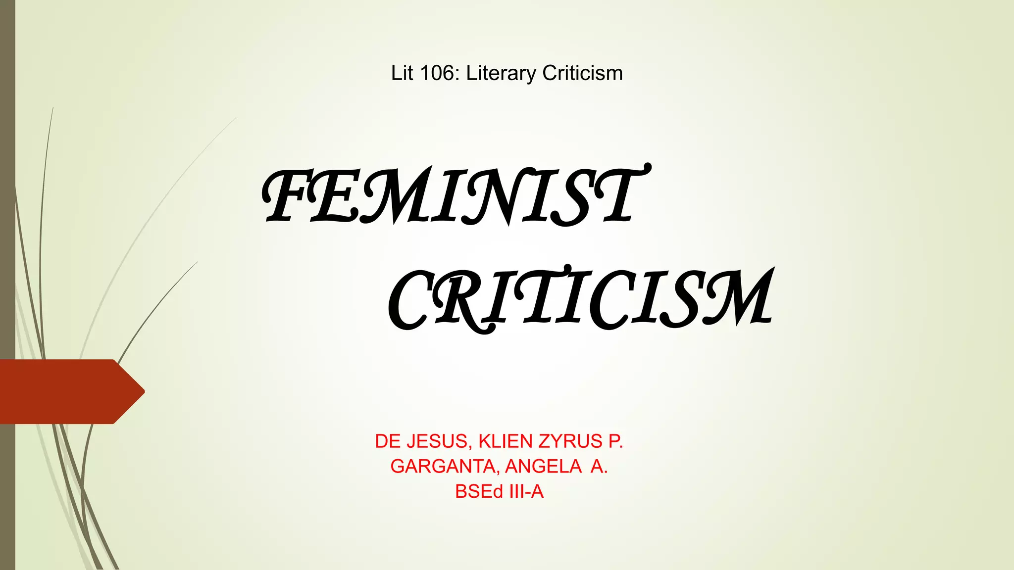 Feminist Criticism Movement | PPTX