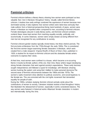 Feminist criticism | PDF