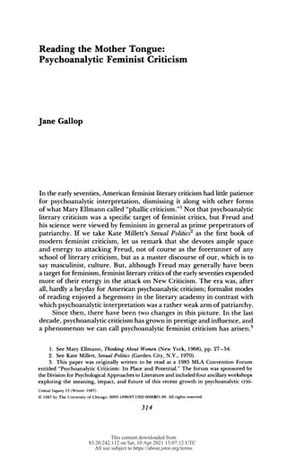 Feminist Criticism Mother Tongue | PDF