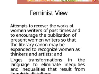feminist criticism PPT in English literature | PPTX