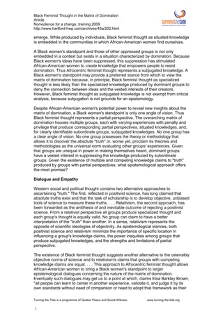 Feminist thought and matrix of domination | PDF