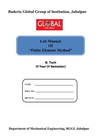 Fem lab manual 2 | PDF