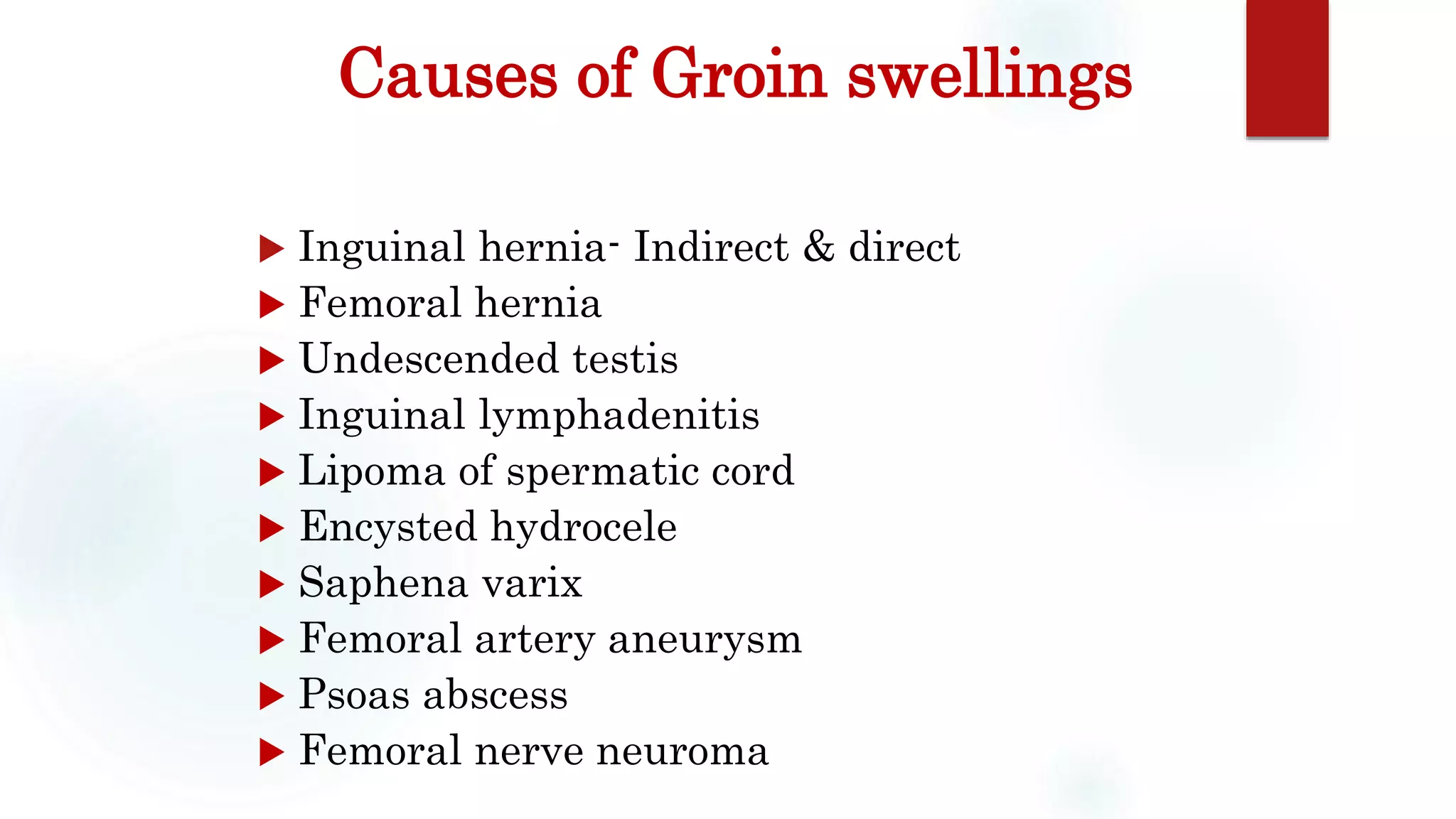 Femoral hernia - Groin swellings | PPTX