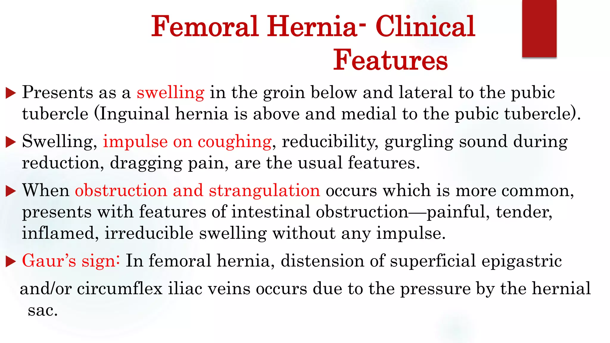 Femoral hernia - Groin swellings | PPTX