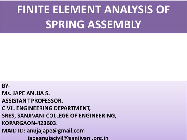 Finite Element analysis of Spring Assembly | PPTX
