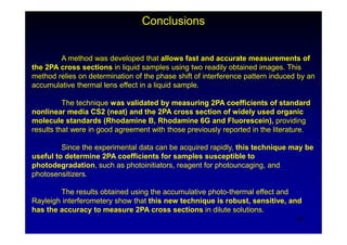 Femtosecond two photon absorption measurements based on the ...