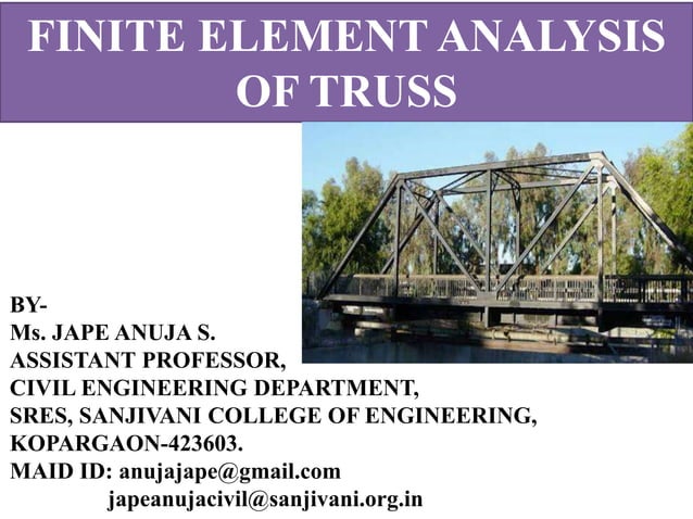 Truss Analysis using Finite Element method ppt | PPTX