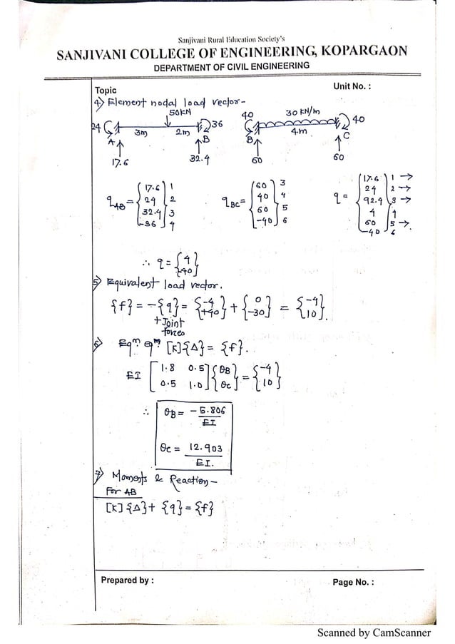 Finite element analysis of Continuous beam | PDF