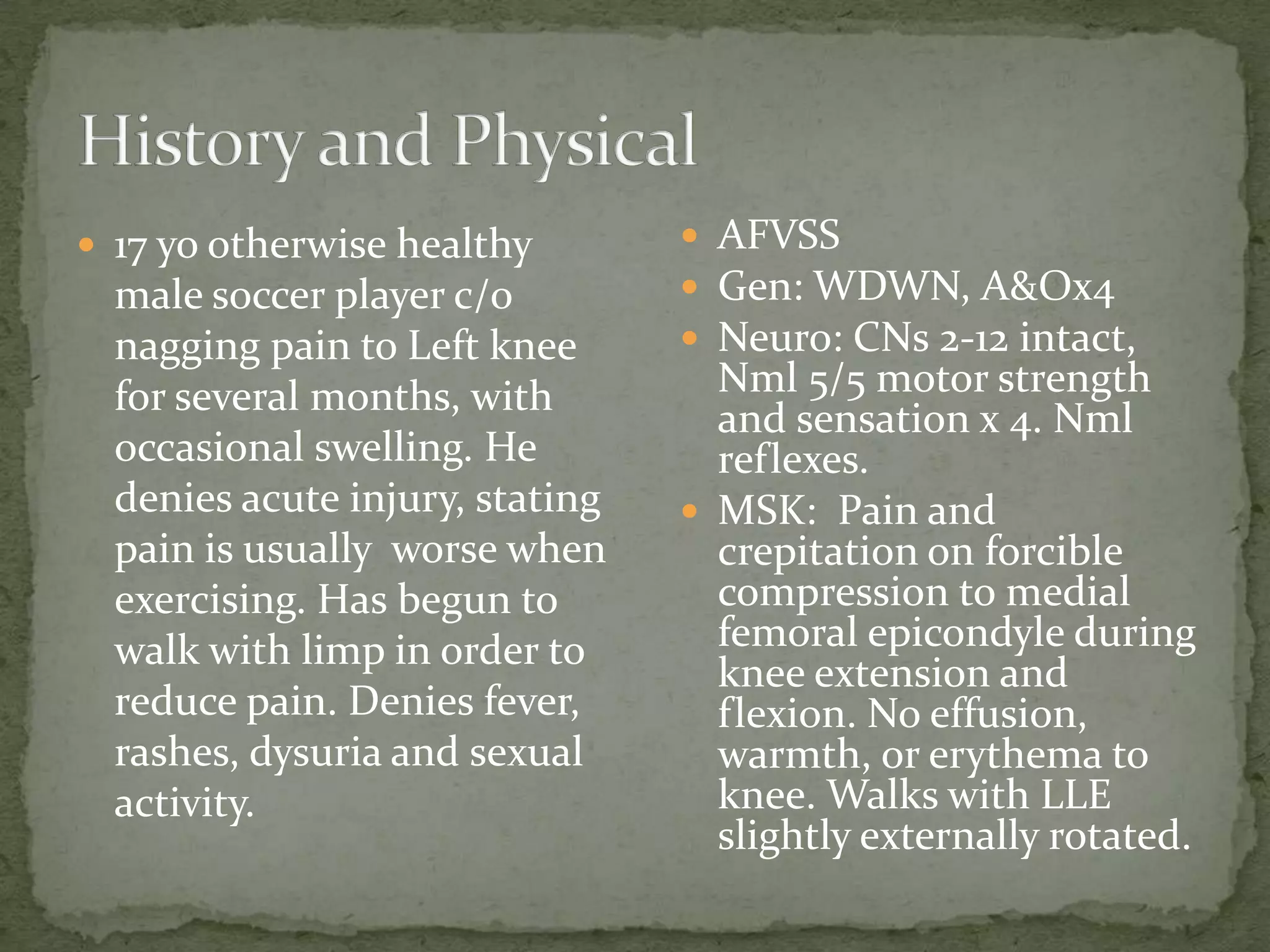 Osteochondritis Dessicans | PPTX