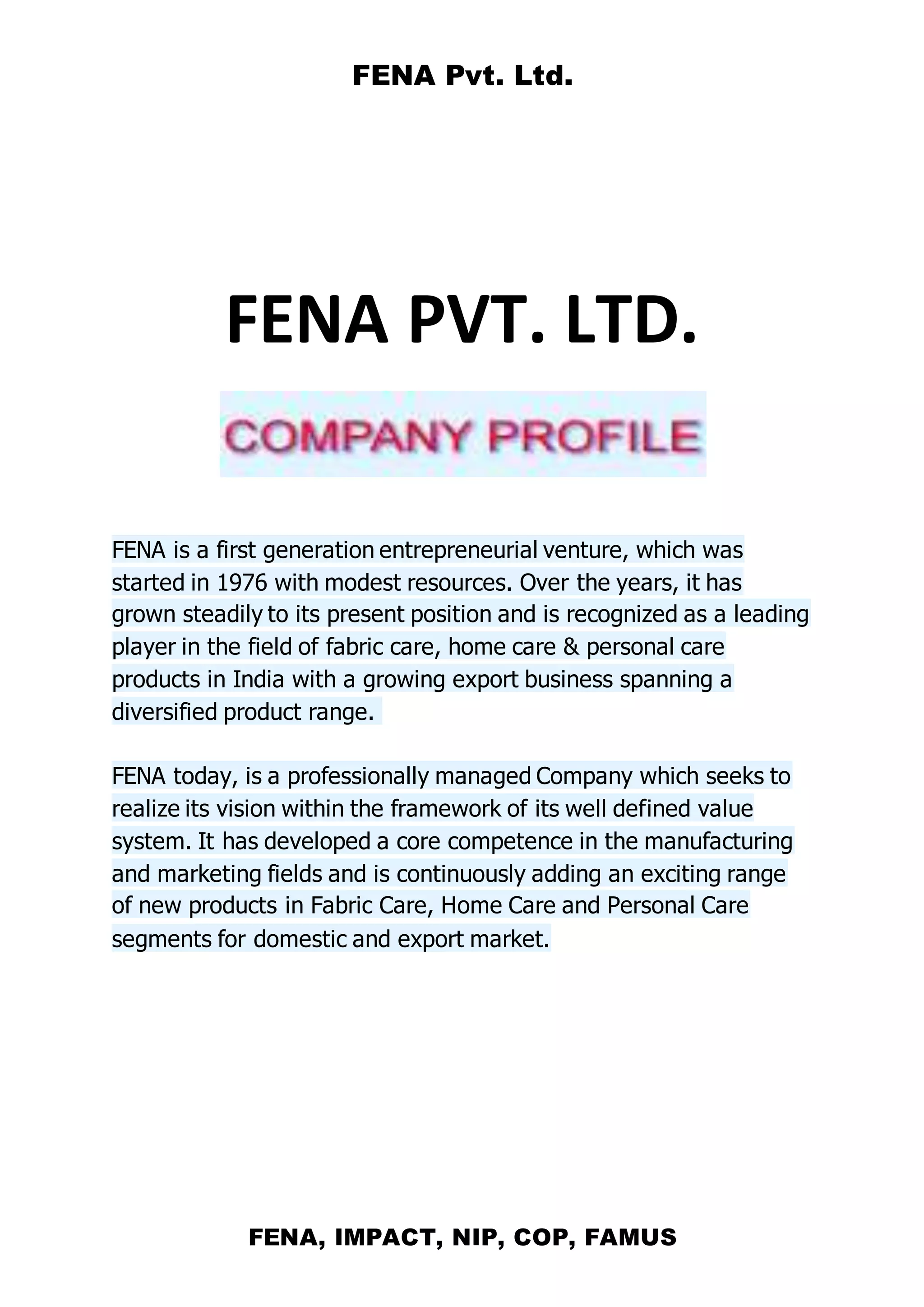 Fena product | DOCX