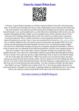 Fences Essay | PDF