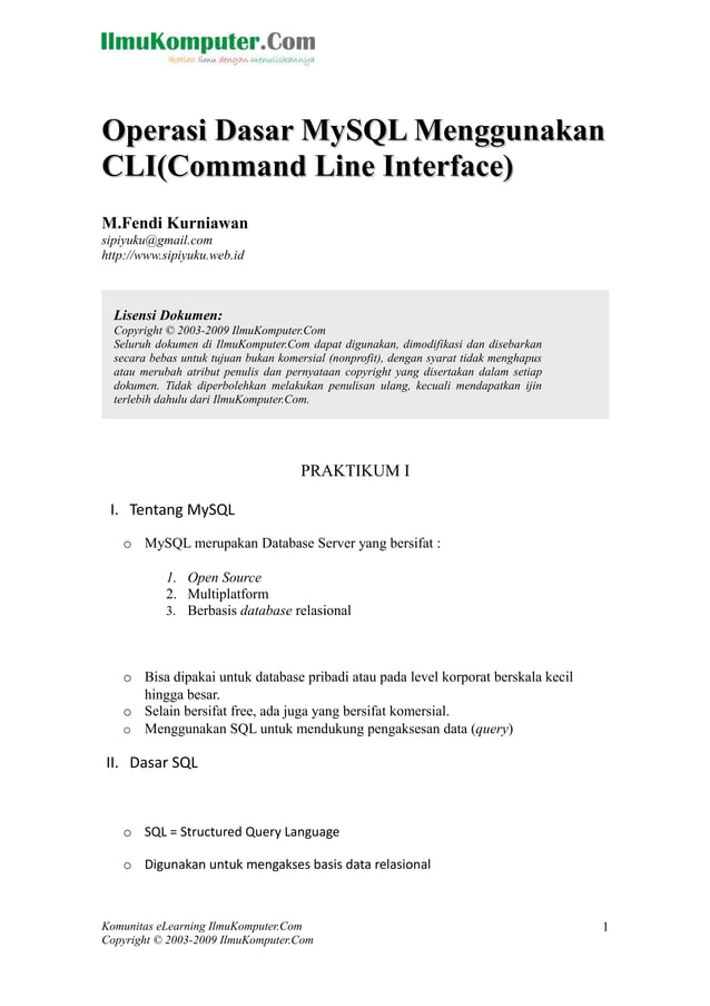 Fendi dasar-mysql-menggunakan | PDF