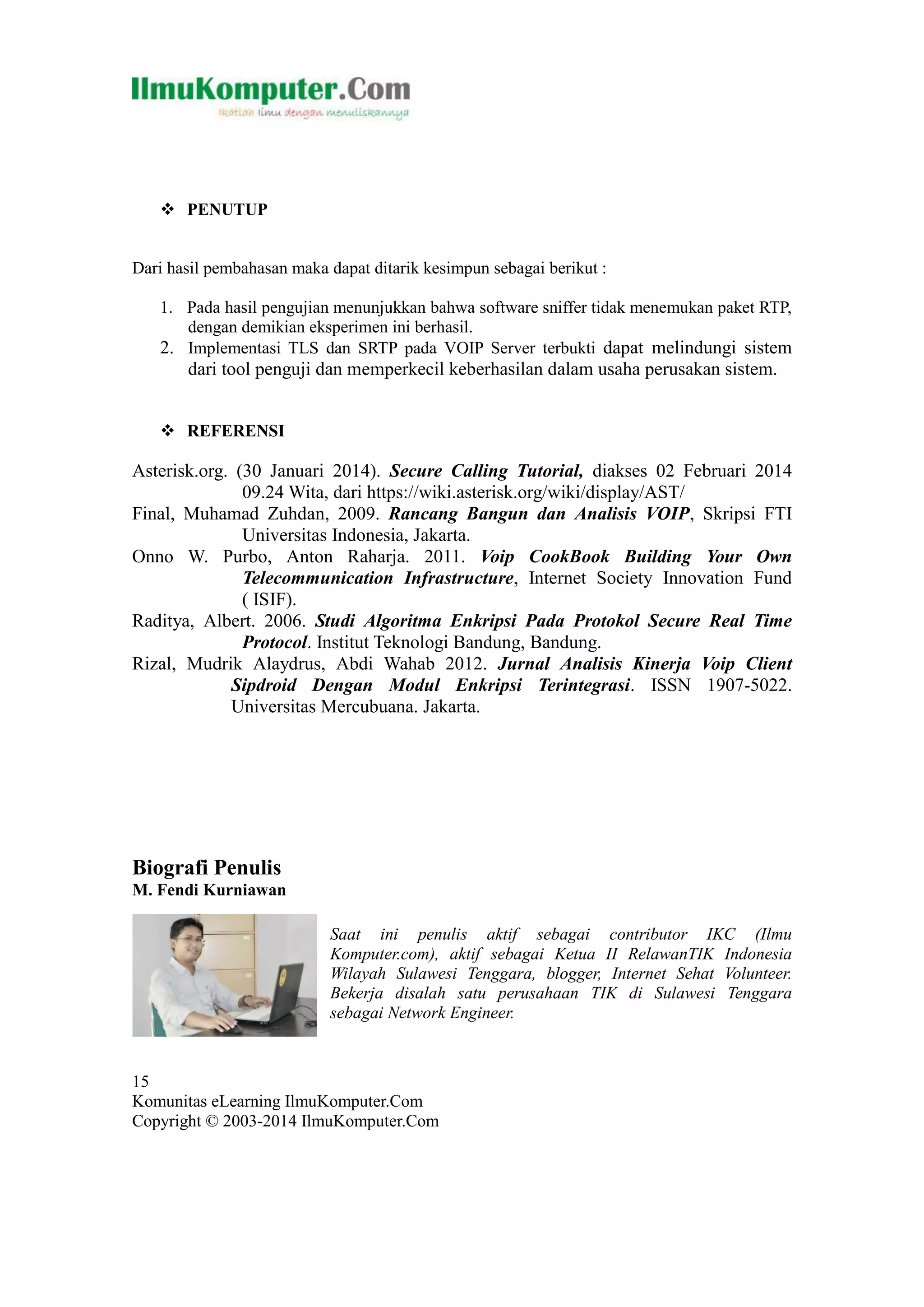 Implementasi TLS dan SRTP pada VoIP Server | PDF