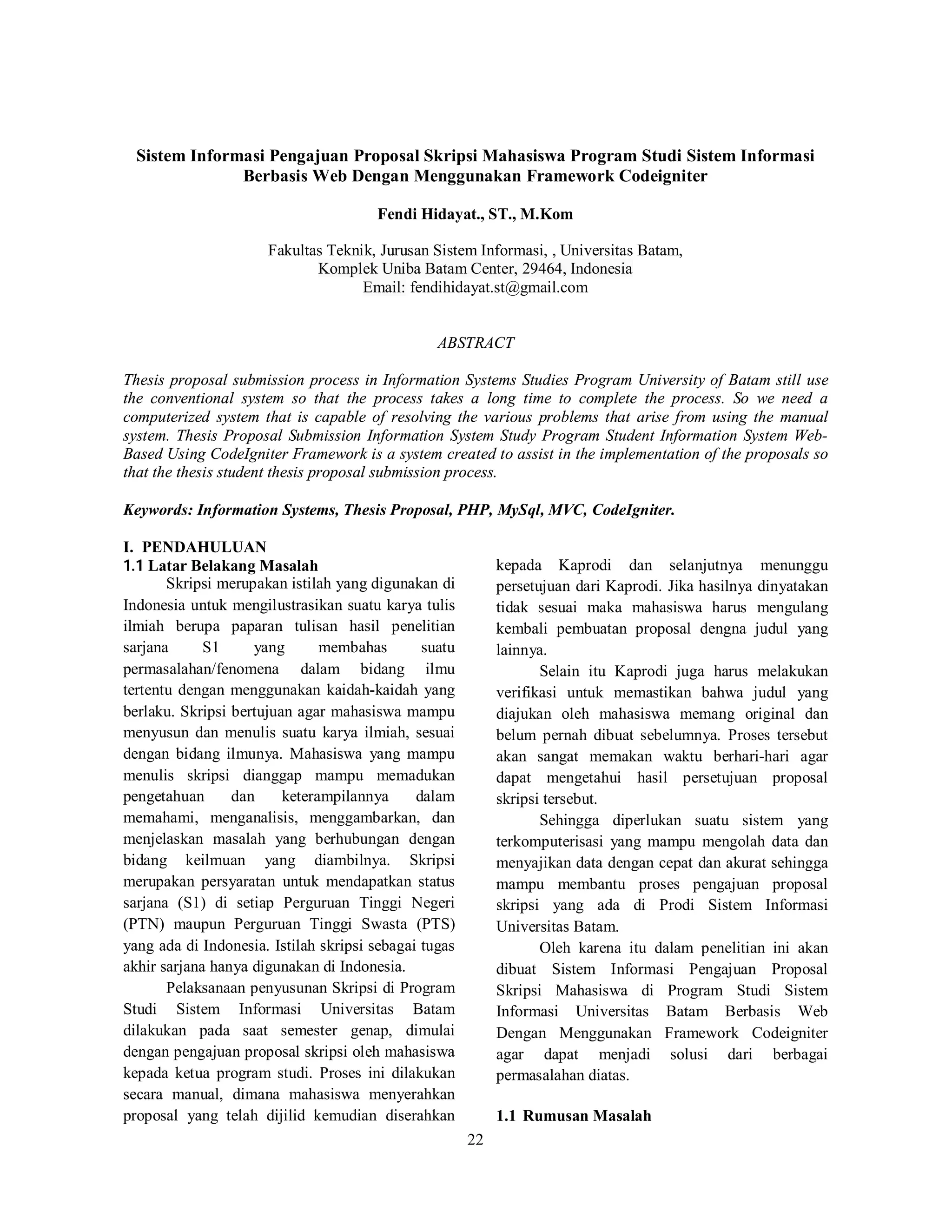 Sistem Informasi Pengajuan Proposal Skripsi Mahasiswa Program Studi Sistem Informasi Berbasis ...