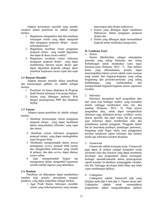 Sistem Informasi Pengajuan Proposal Skripsi Mahasiswa Program Studi Sistem Informasi Berbasis ...