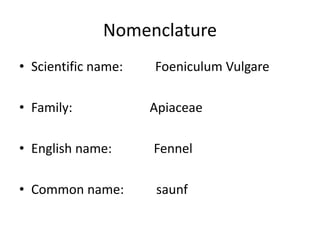 Production Technology of Fenel | PPTX