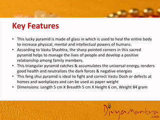Feng shui crystal glass pyramid with golden stand for spiritual | PPT