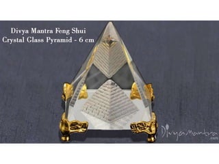 Feng shui crystal glass pyramid with golden stand for spiritual | PPT
