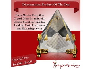 Feng shui crystal glass pyramid with golden stand for spiritual | PPT