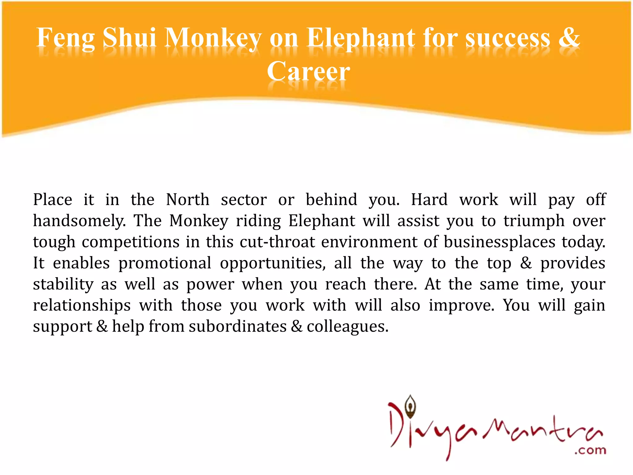 Feng shui monkey on elephant for success & career | PPT | Free Download