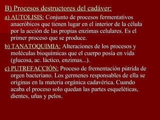 Fenómenos de la Muerte y Cadavéricos | PPT