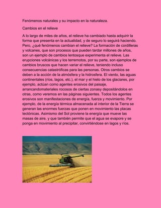 Fenómenos naturales y su impacto en la naturaleza | DOCX