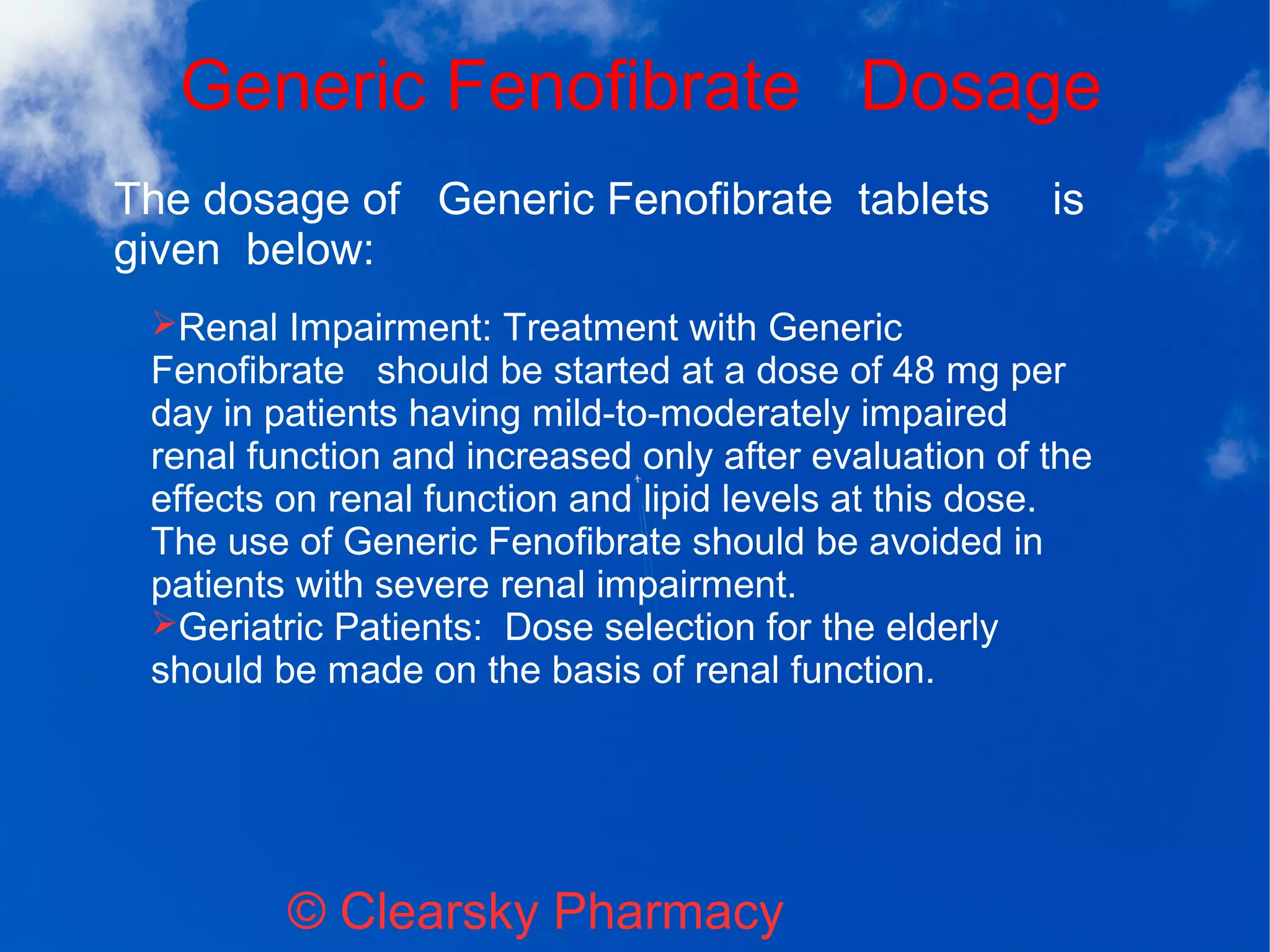 Generic Fenofibrate Tablets (Fenolip, Lipicard, Tgr) | ODP