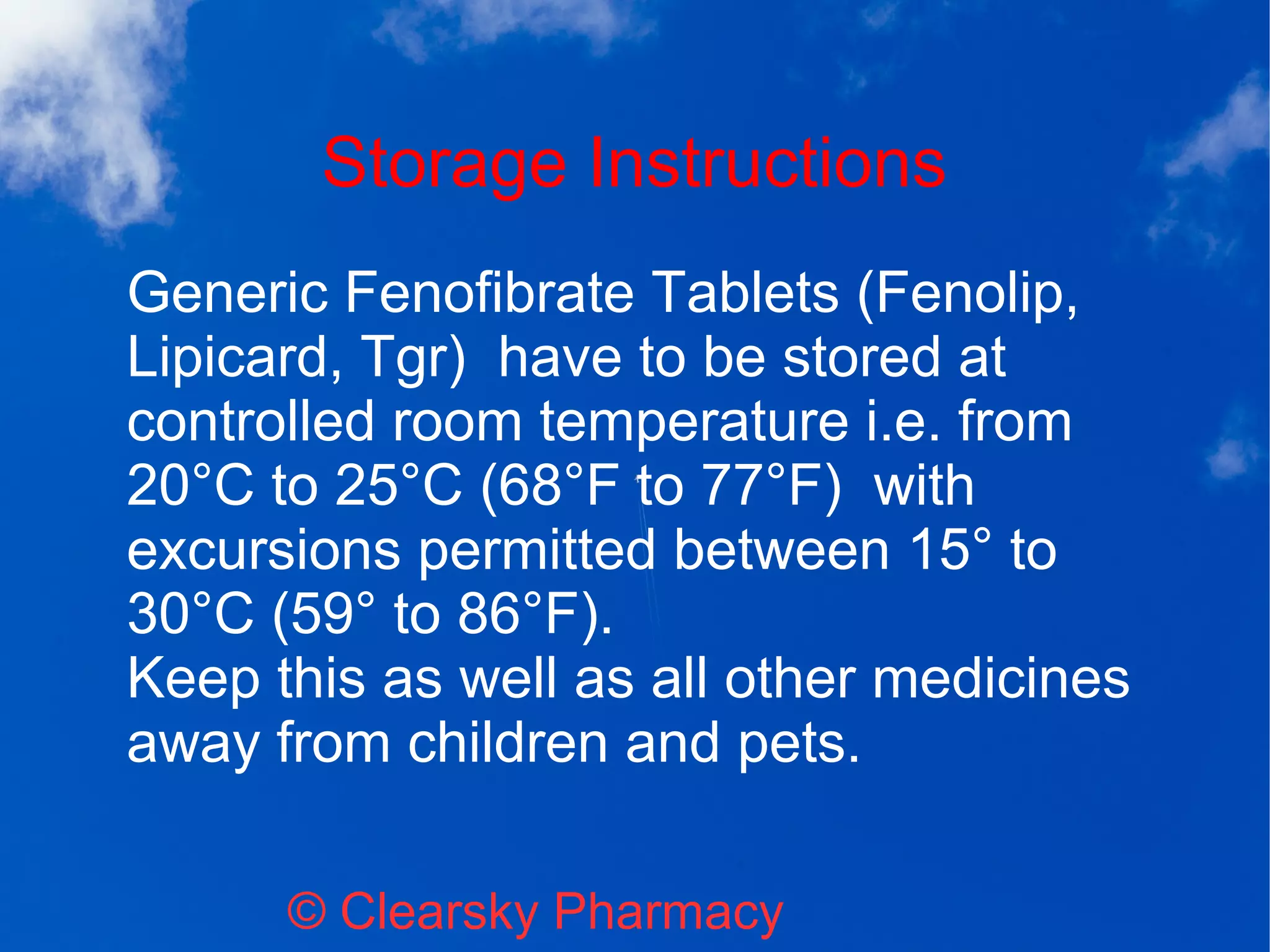 Generic Fenofibrate Tablets (Fenolip, Lipicard, Tgr) | ODP