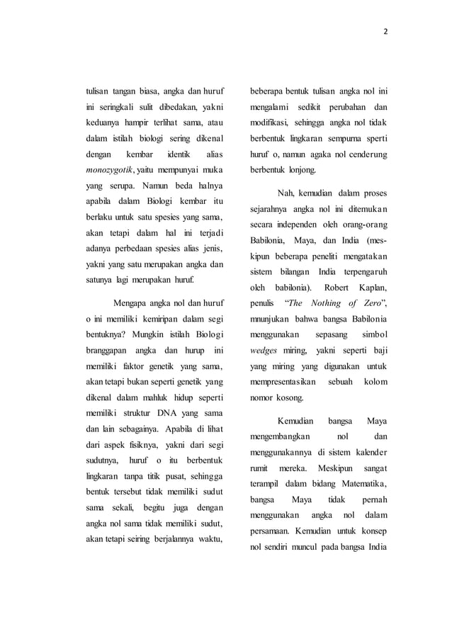 Fenomena Kemiripan Angka Nol (0) dan Huruf O | DOCX