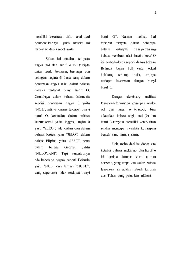 Fenomena Kemiripan Angka Nol (0) dan Huruf O | DOCX