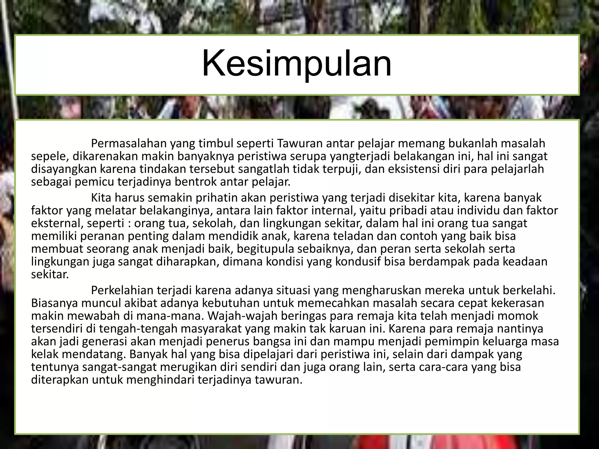 Fenomena kenakalan remaja tawuran | PPTX