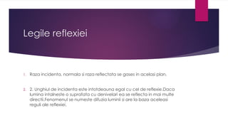 Fenomene optice. Legile refractiei&reflexiei | PPTX