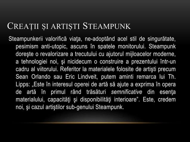 Fenomenul artistic steampunk | PPT