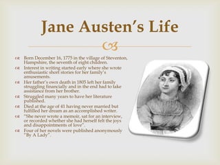 Jane Austen | PPT | Free Download