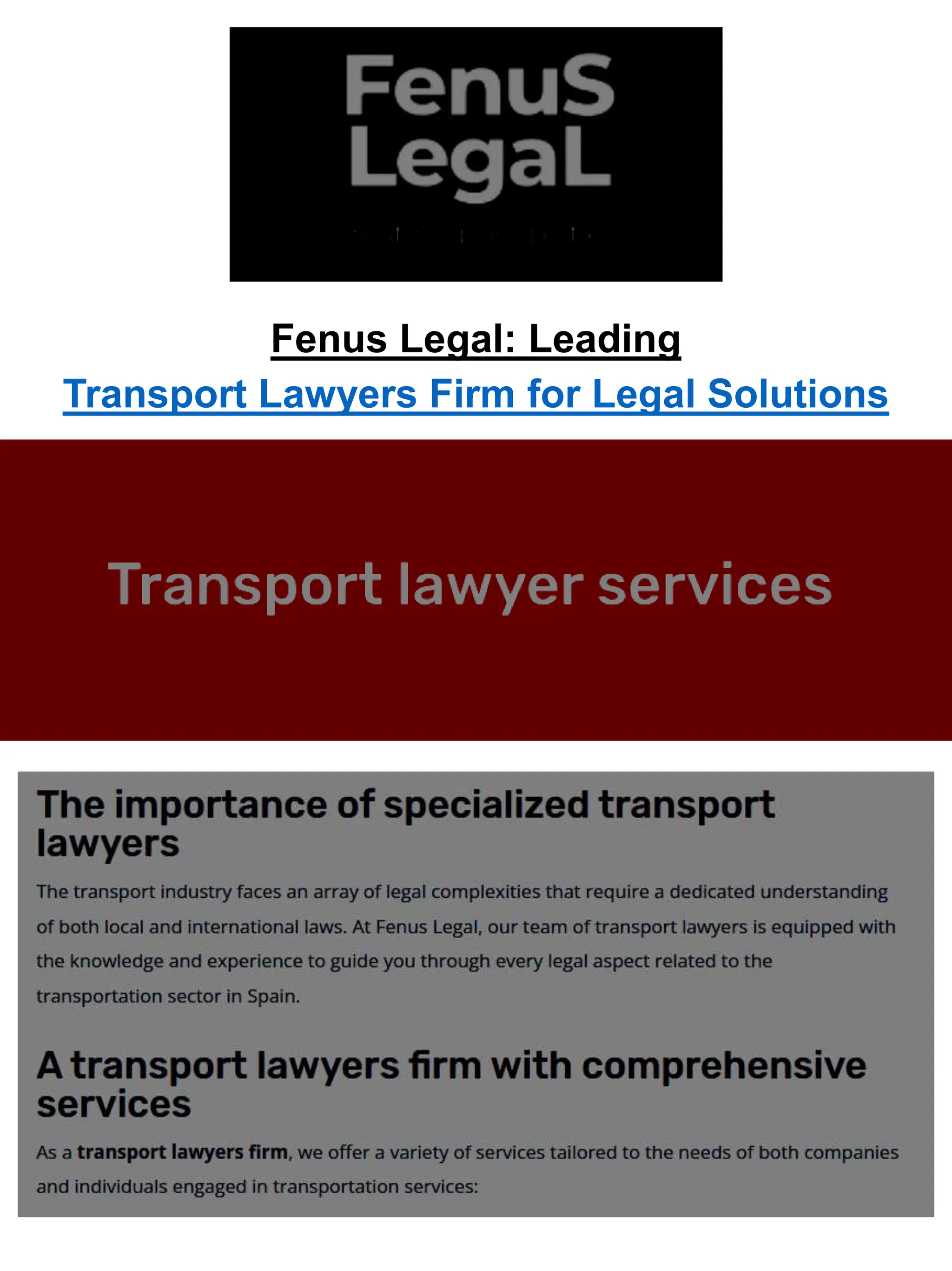 Fenus Legal: Leading Transport Lawyers Firm for Legal Solutions | PPT