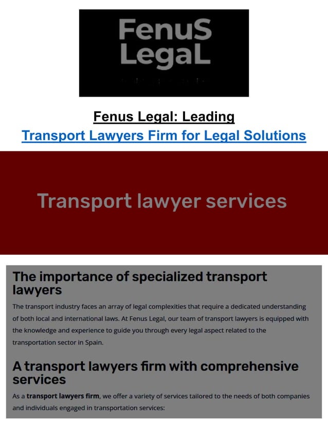 Fenus Legal: Leading Transport Lawyers Firm for Legal Solutions | PDF
