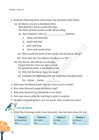 Class 6 English Chapter 1 Fables and Folk Stories | PDF