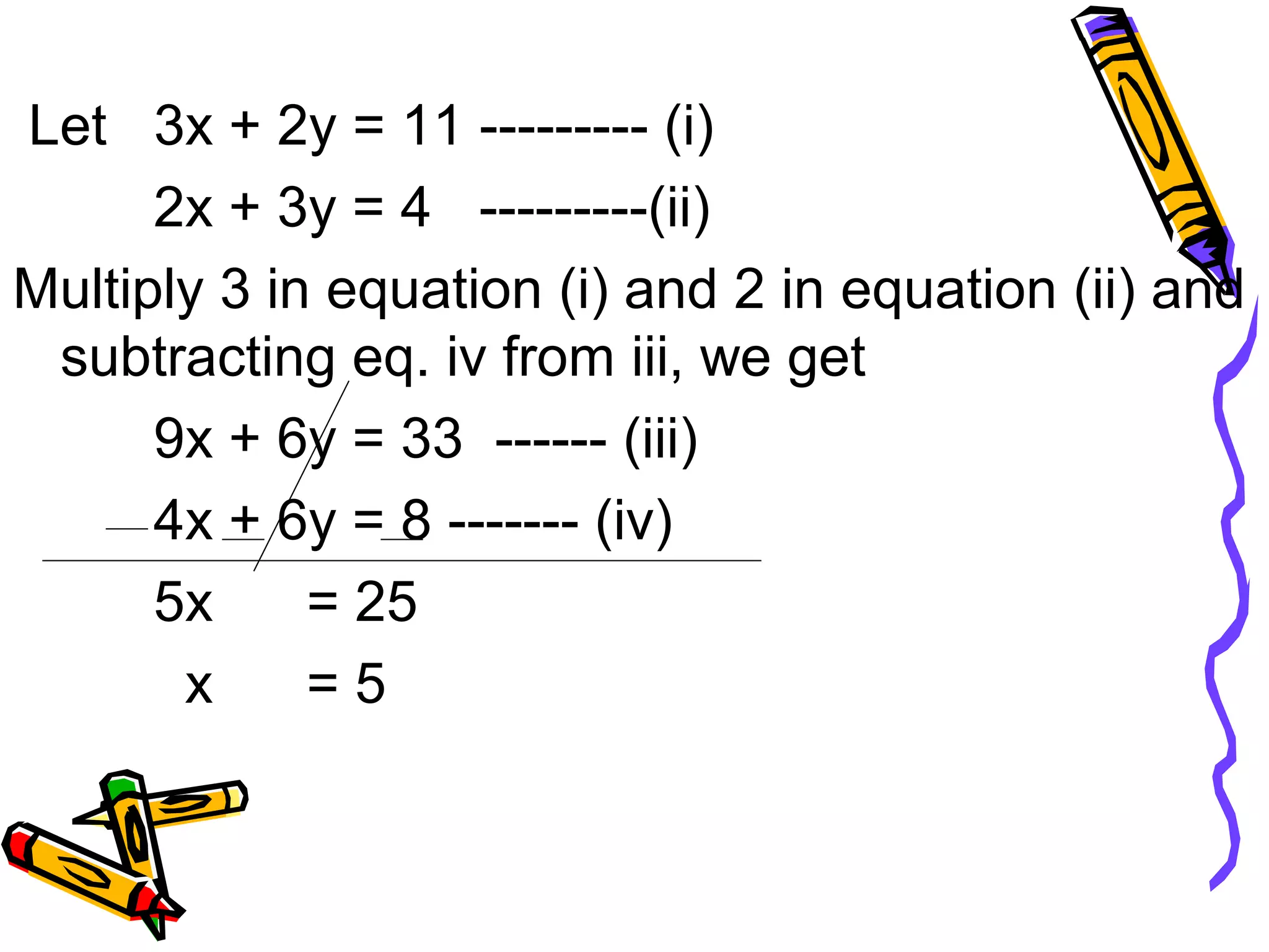 Maths ppt linear equations in two variables | PPT