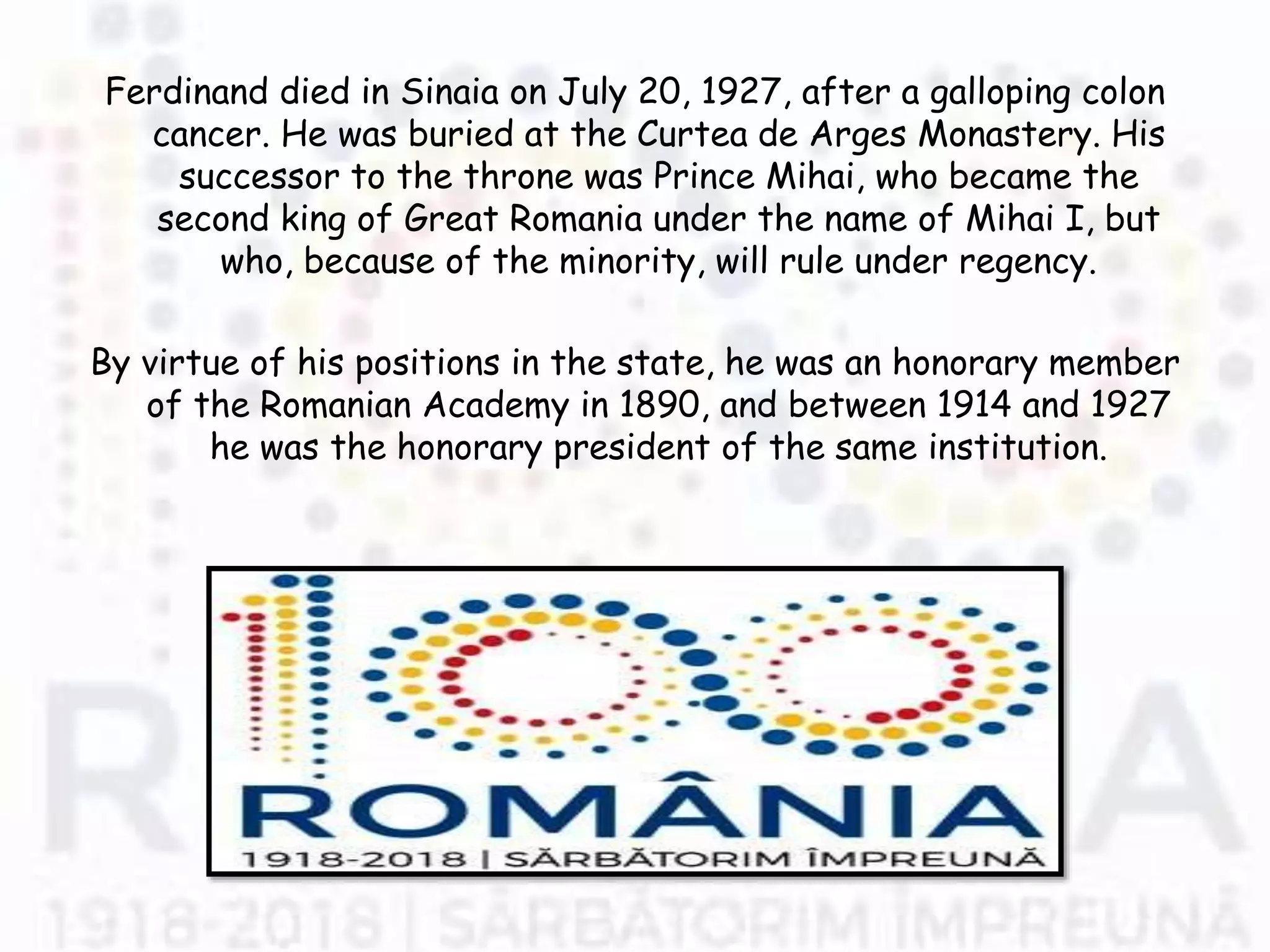 Ferdinand i of romania | PPTX