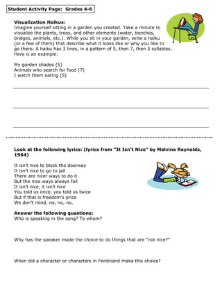 Ferdinand the Bull ACTIVITY AND ANWER SHEET | PDF