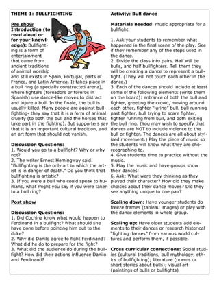 Ferdinand the Bull ACTIVITY AND ANWER SHEET | PDF