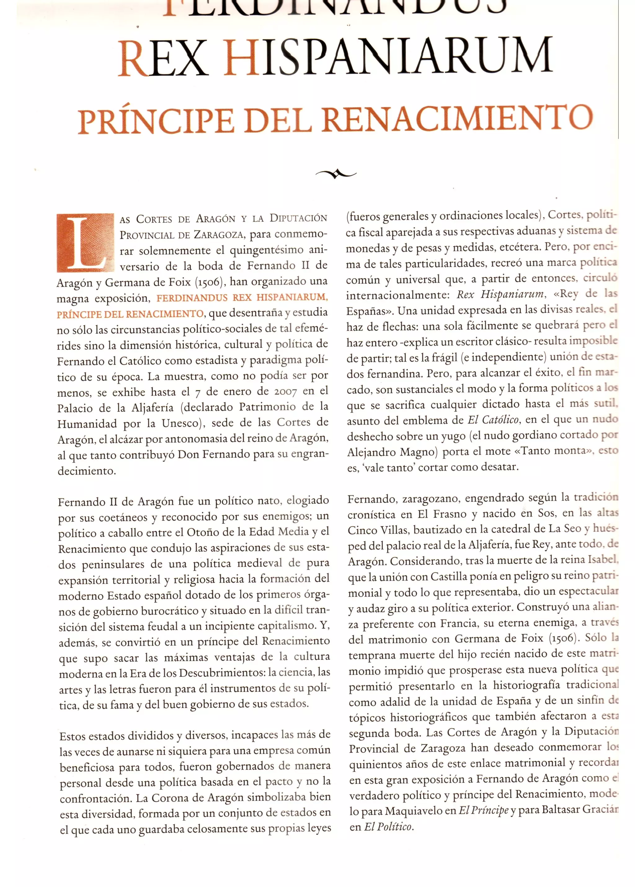 Ferdinandus Rex Hispaniarum. Ferdinand, King of the Spains. | PDF
