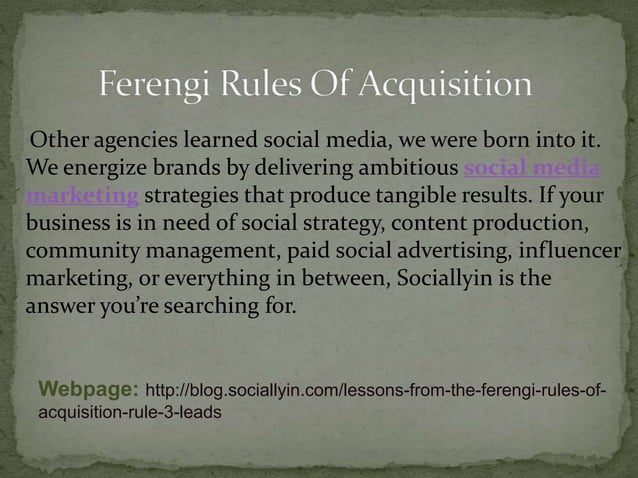 Ferengi rules of acquisition | PPT