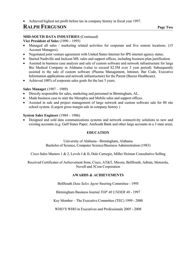 Ferguson Ralph Profile | DOC | Sales | Business