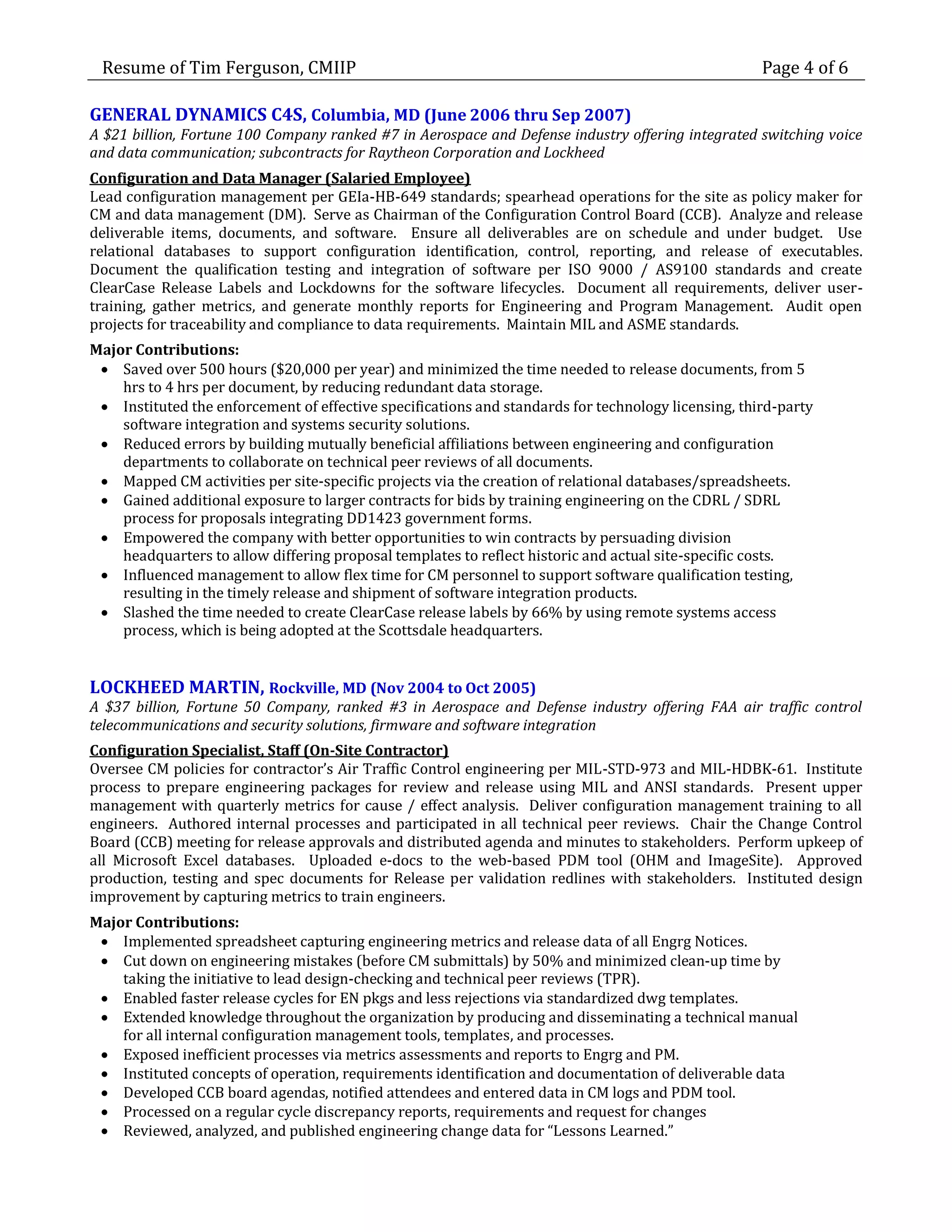 Resume - Tim Ferguson, CMIIP | PDF