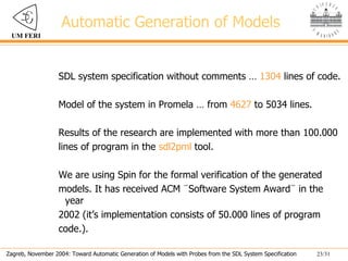 Toward Automatic Generation of Models with Probes from the SDL System ...