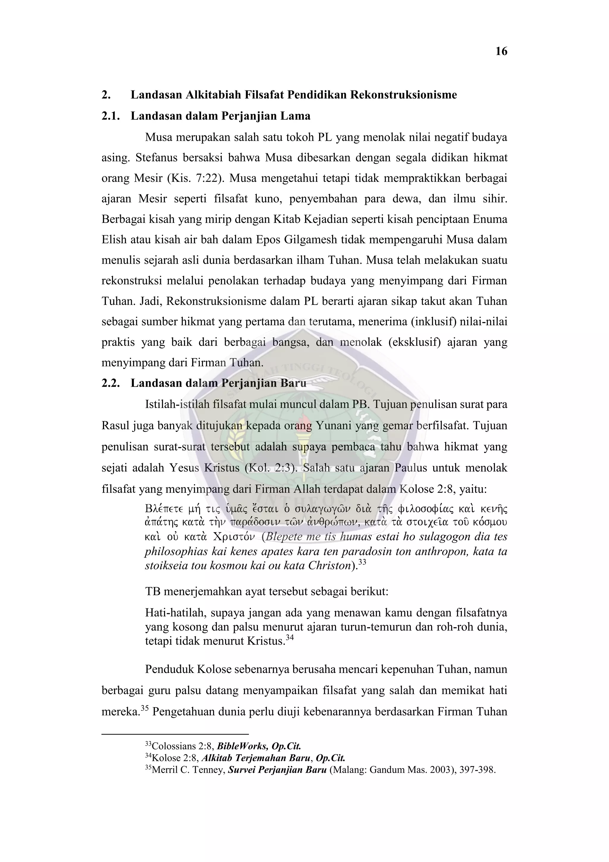 Implementasi Filsafat Pendidikan Rekonstruksionisme dalam Membentuk Gaya Mengajar Dosen Program ...