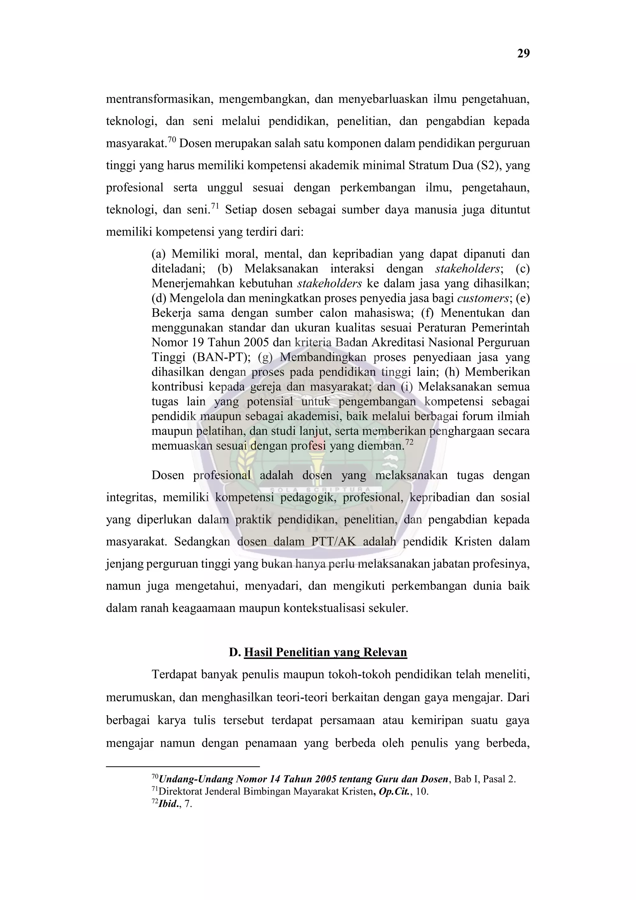 Implementasi Filsafat Pendidikan Rekonstruksionisme dalam Membentuk Gaya Mengajar Dosen Program ...