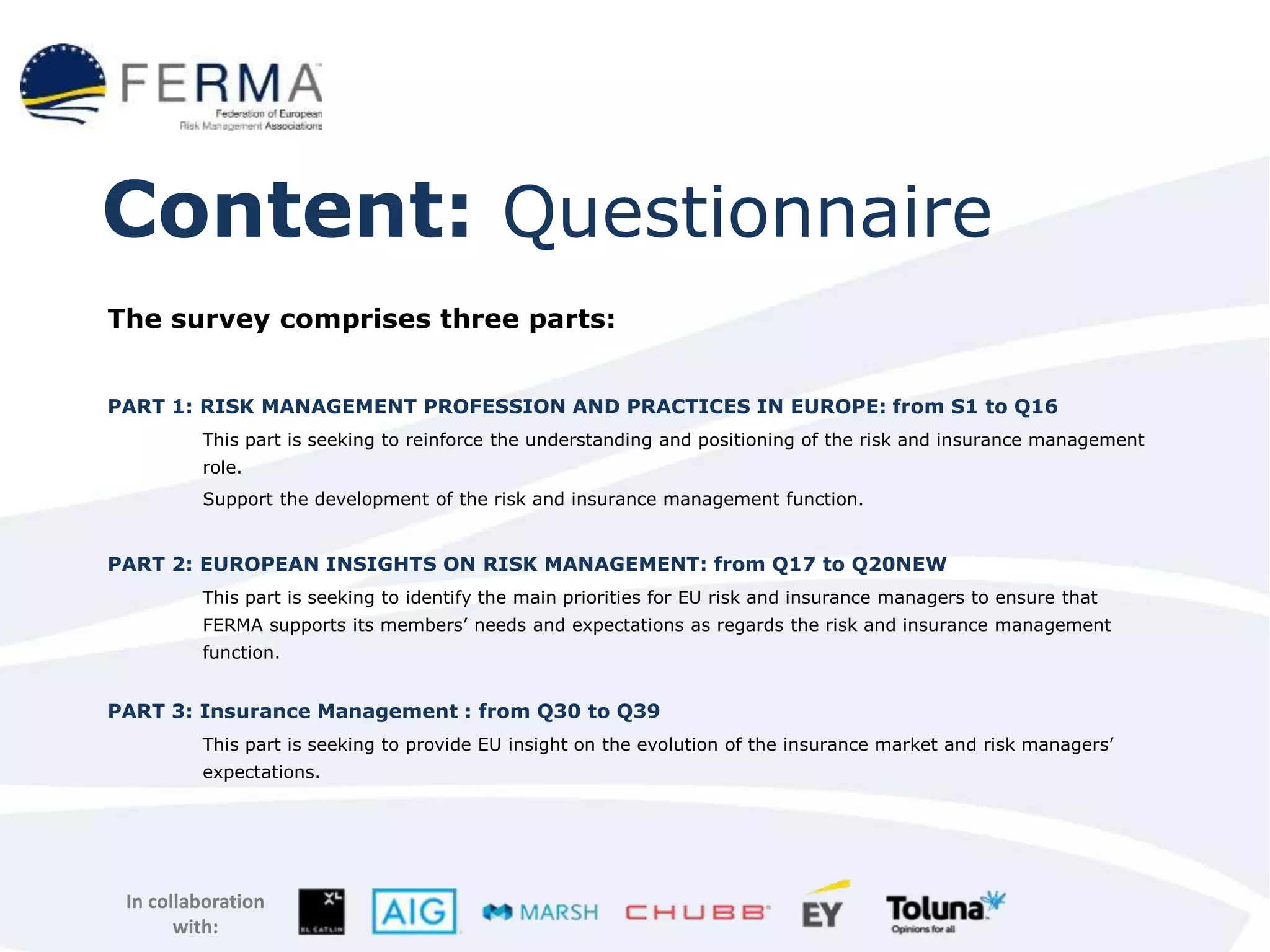 FERMA Risk and Insurance Report 2016 - full report with questions | PPT
