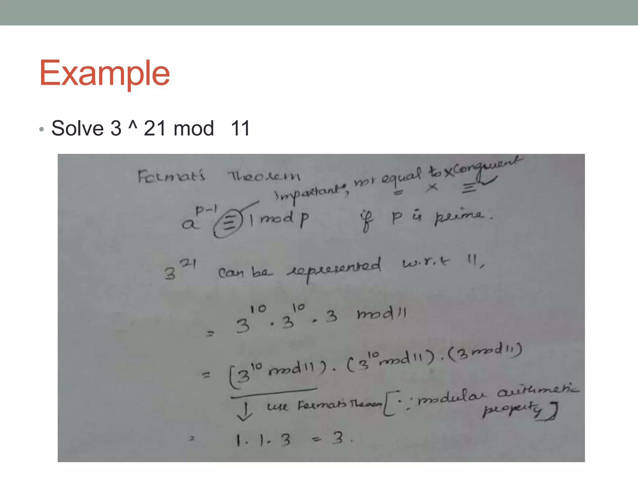 Fermat And Euler Theorem Pptx Technology And Computing